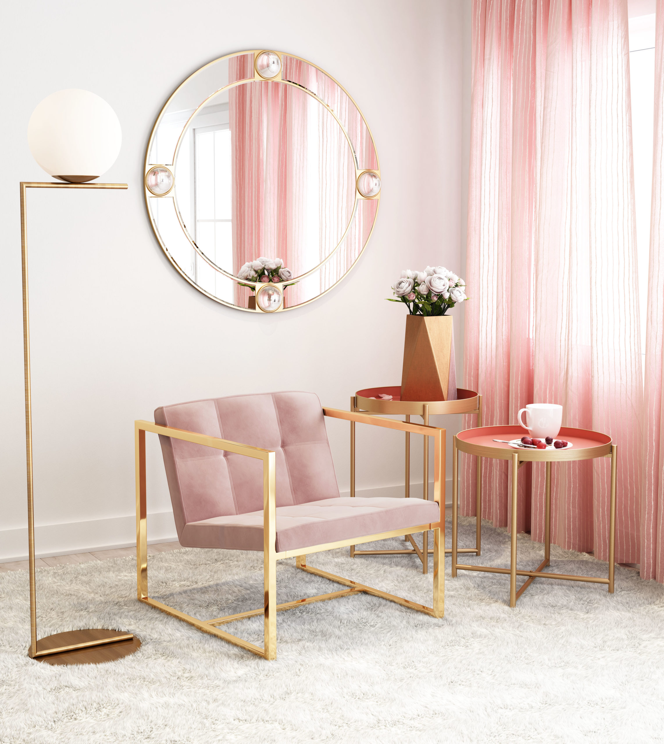 Alt Arm Chair Pink & Gold | Yolo & Co
